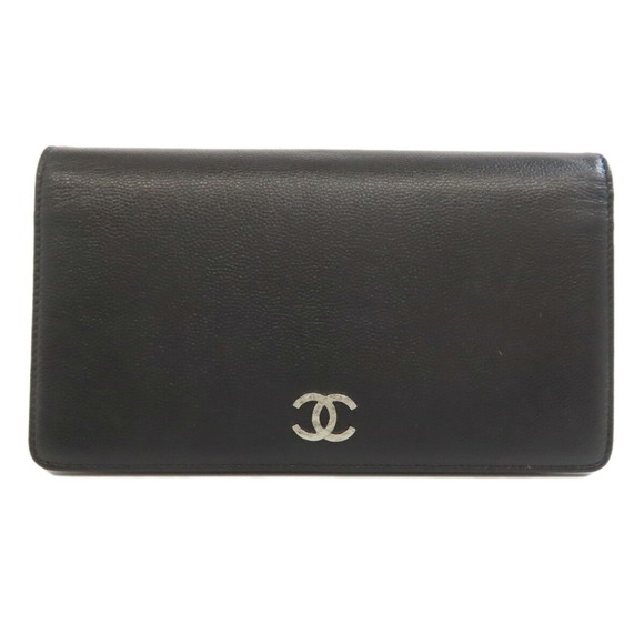 CHANEL | Bags | Chanel Coco Mark Long Wallet Grained Calfskin Womens ...